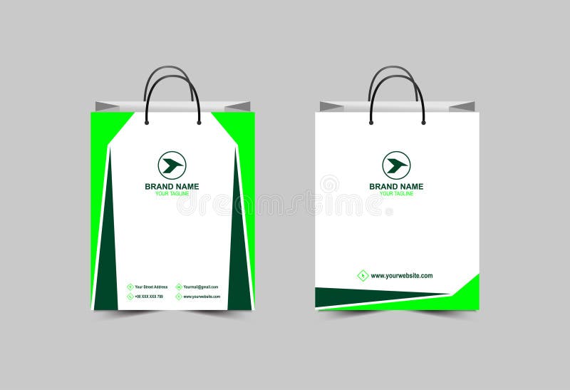 Paper Bag Template Green Packaging Design Shopping Bag Stock Vector ...