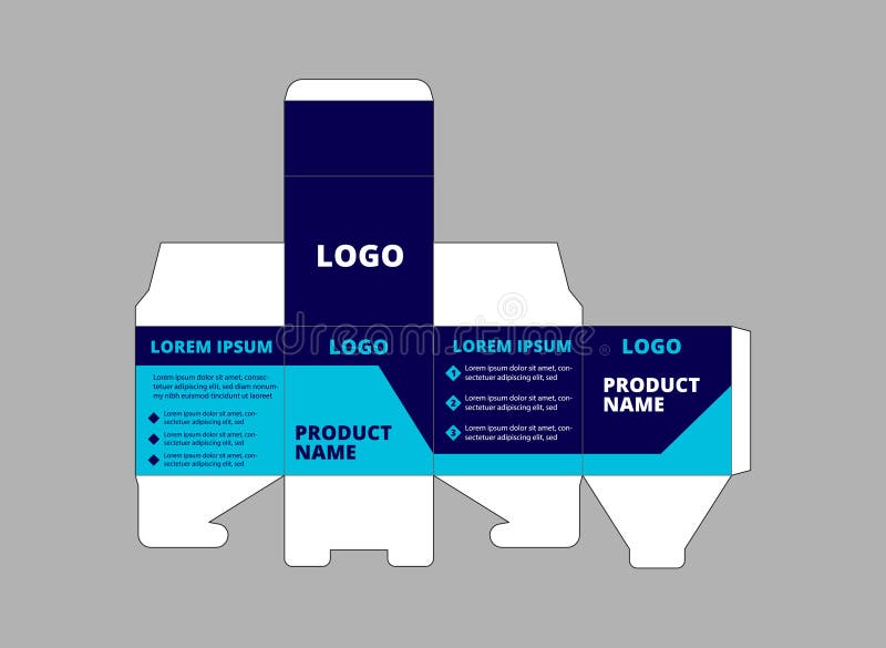 Packaging Design Template Product Blue Color with Logo Brand Name ...