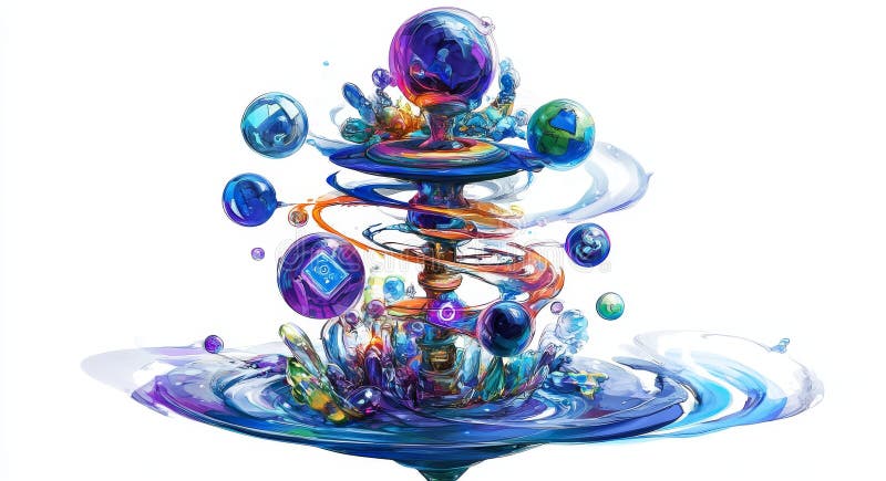 Enveloped by Mist, the Fantasy Tower Rises Majestically from a Floating ...