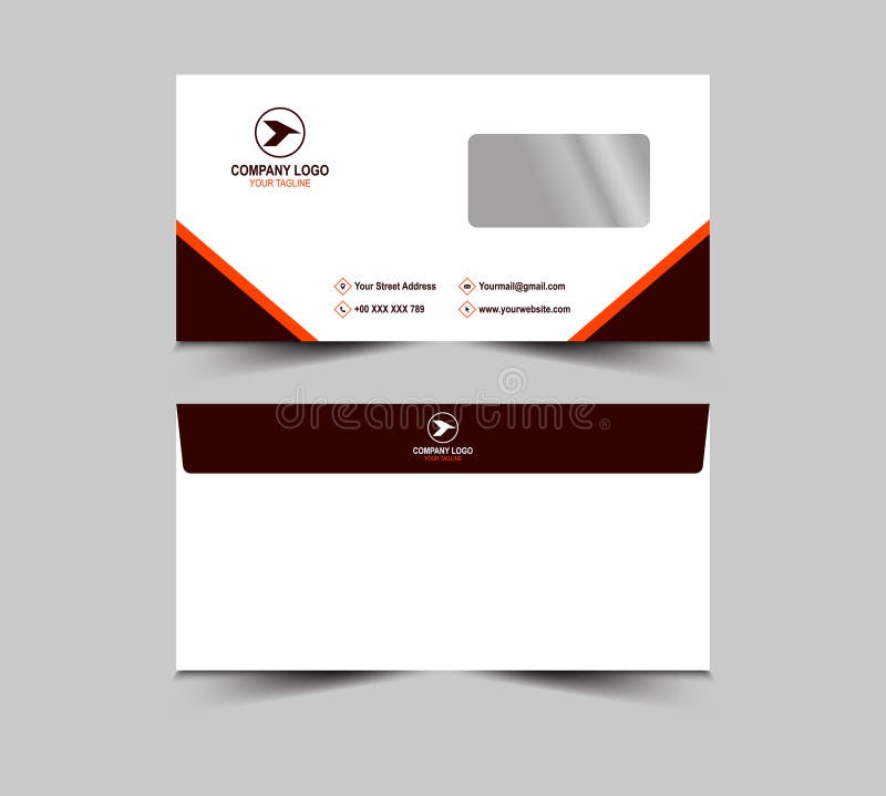 Envelope Design Template Orange Abstract Stationery Business Stock ...