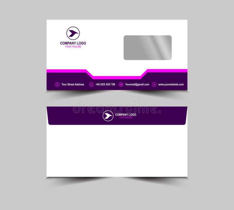 Envelope DL Template Purple Design Stationery Business Stock Vector ...