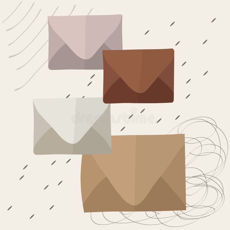 Envelopes cartoon set stock vector. Illustration of postmark - 215935806
