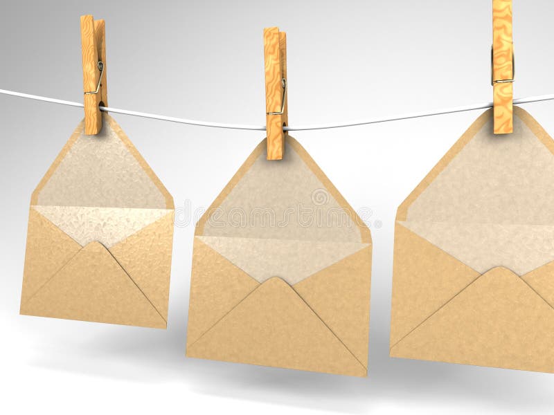 Envelopes and clothespins stock illustration. Illustration of clipart ...