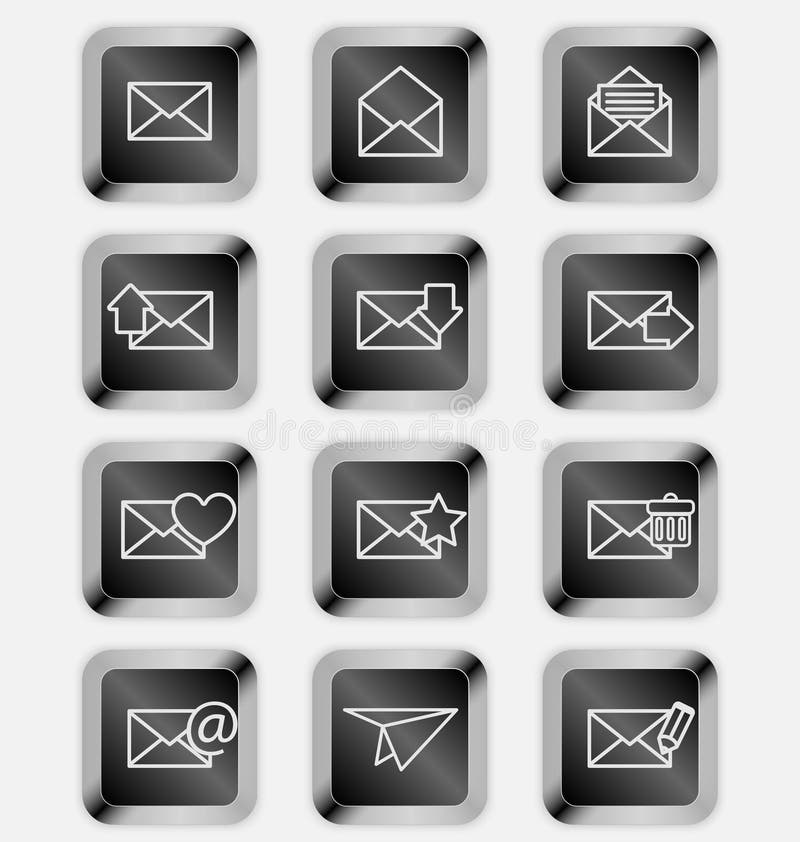 Envelopes for Email Icons on Black Keyboard Stock Vector - Illustration ...