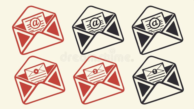 Envelopes with Email Symbols, Digital Communication and Messaging Icon ...