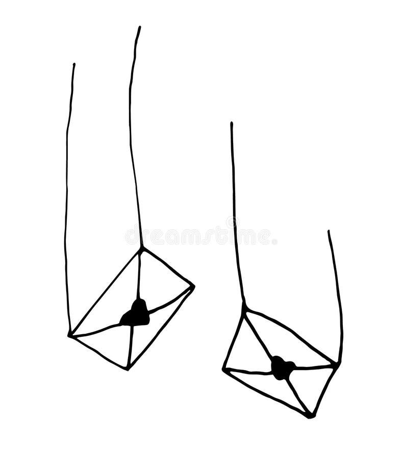 Envelopes Hanging on Strings Drawn Vector Doodles Stock Vector ...