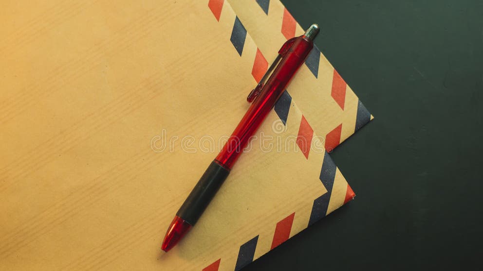 Envelopes of Job Application Documents and Red Ballpoint Plates Stock ...