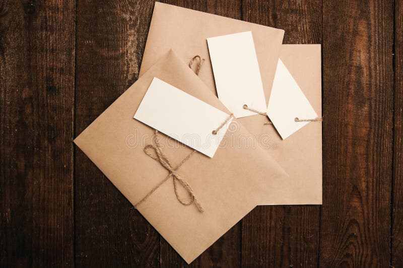 Envelopes from kraft paper stock image. Image of card - 95840123