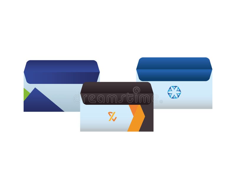 Envelopes Open with Stationery Templates Stock Vector - Illustration of ...