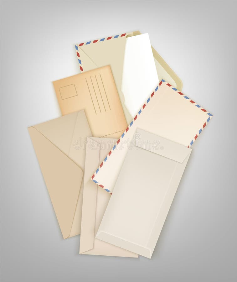 Envelopes Bunch Mockup Stock Illustrations – 8 Envelopes Bunch Mockup ...