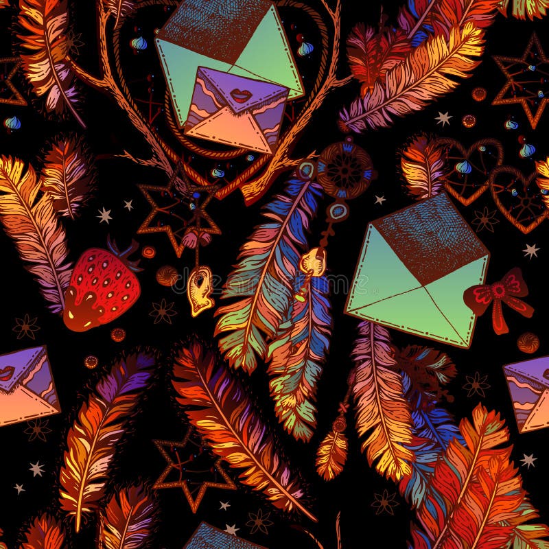 Envelopes Romance Seamless Pattern Stock Vector - Illustration of ...