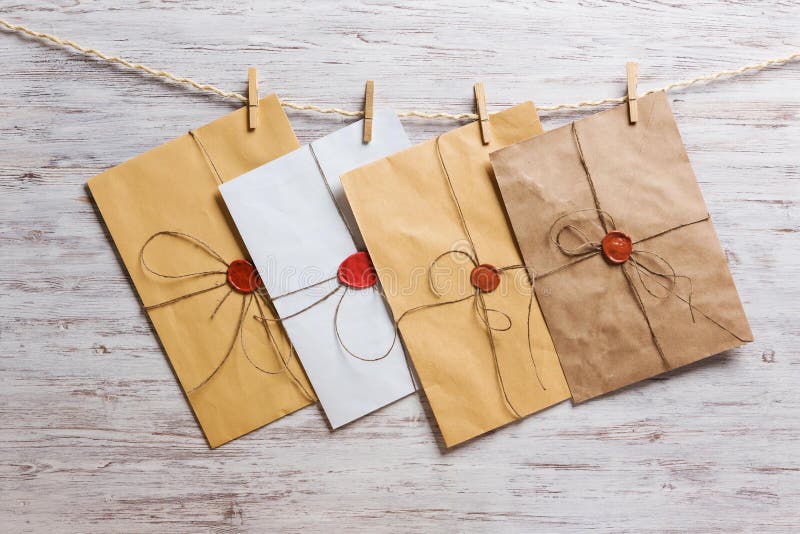 Envelopes on rope stock image. Image of string, clip - 75573887