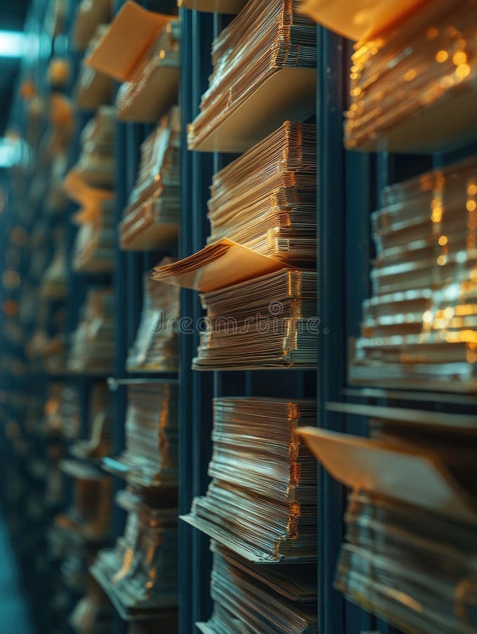 Envelopes in Storage Shelves Stock Photo - Image of shelf, processing ...