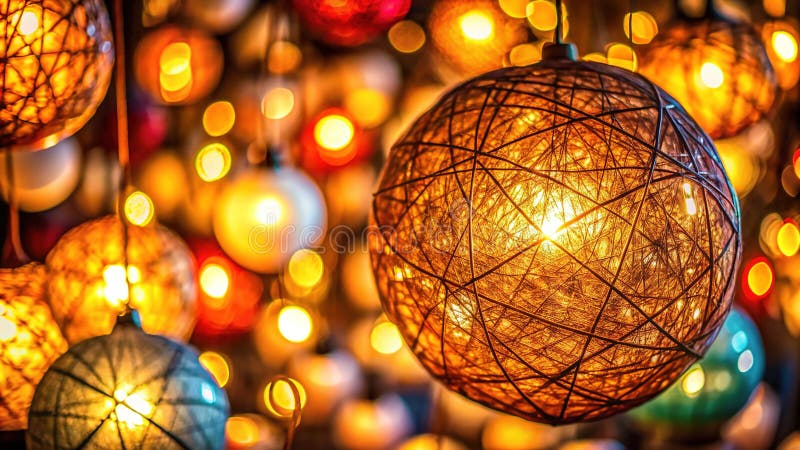 Enveloping Warmth a Long Exposure Photography of a Thread Ball Lamp ...