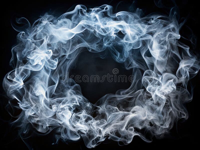 Enveloping White Smoke Frame Against a Deep Black Background an ...