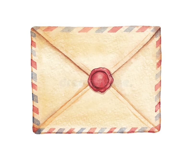 Enveloppe d'aquarelle illustration de vecteur. Illustration du lettre ...