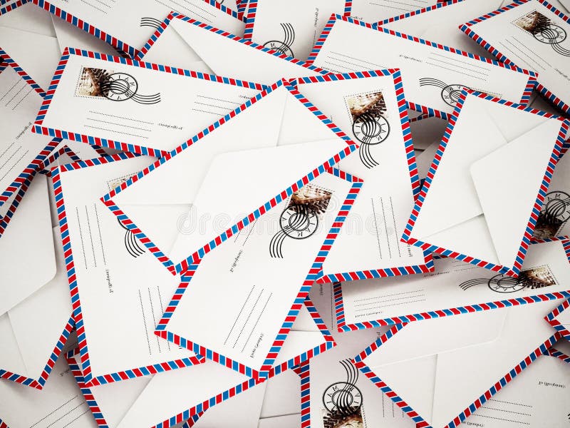 Stack of Postal Envelopes. 3D Illustration Stock Illustration ...