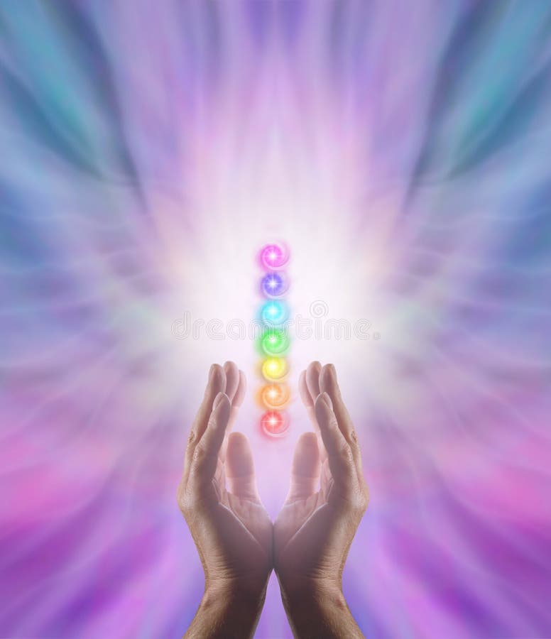 Manos Curativas Y Siete Chakras Stock de ilustración - Ilustración de ...