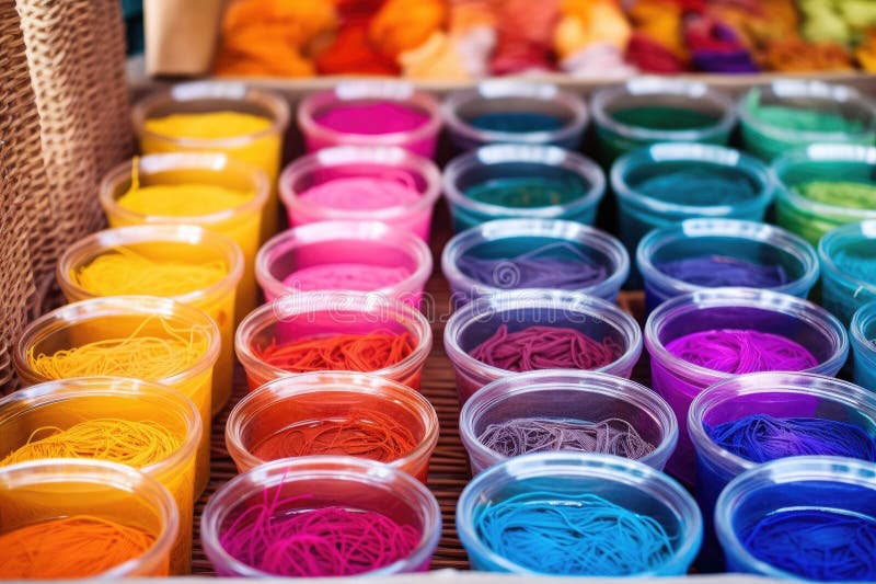 Enviro-friendly Textile Dyes in Containers Stock Photo - Image of ...