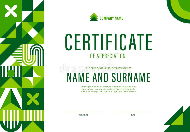 Environment Certificate with Geometric Shapes Stock Vector ...