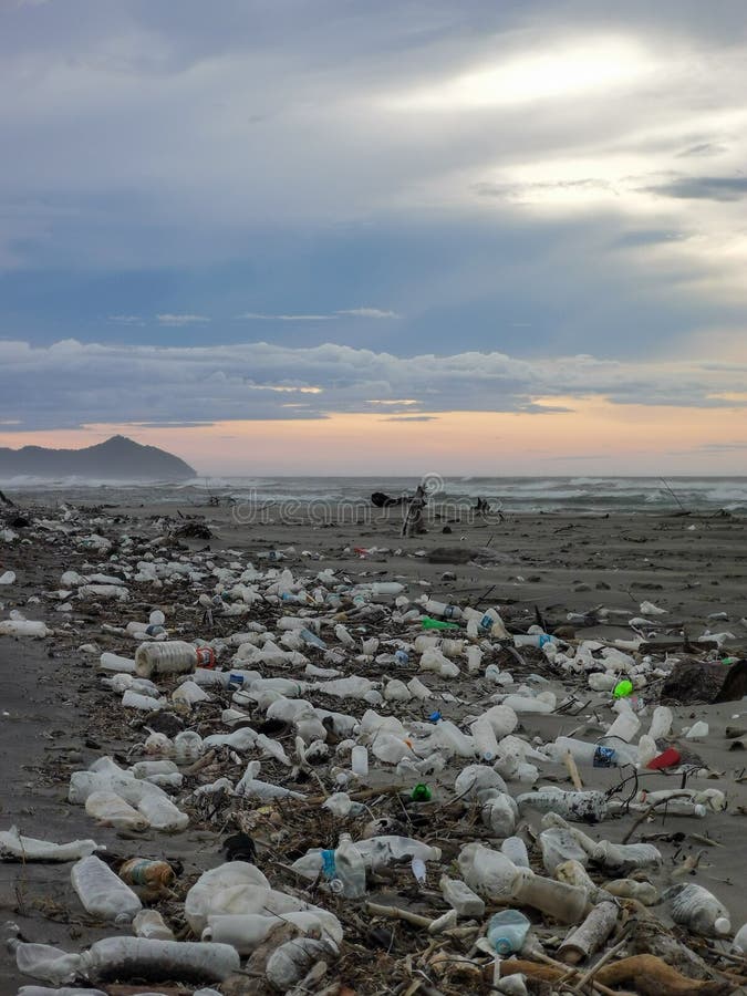 Environment Concept. Plastic Waste and Garbage, Pollution on the Beach ...