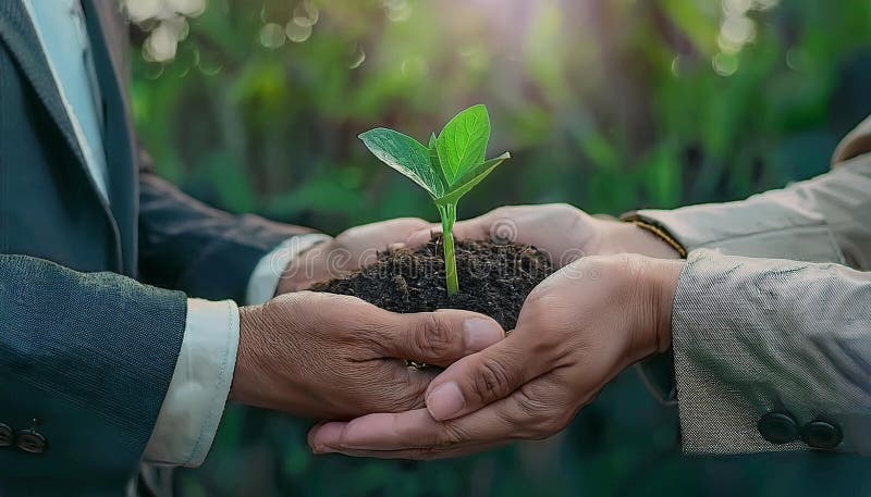 Unity of Business People and Community Together Protecting Small Sprout ...