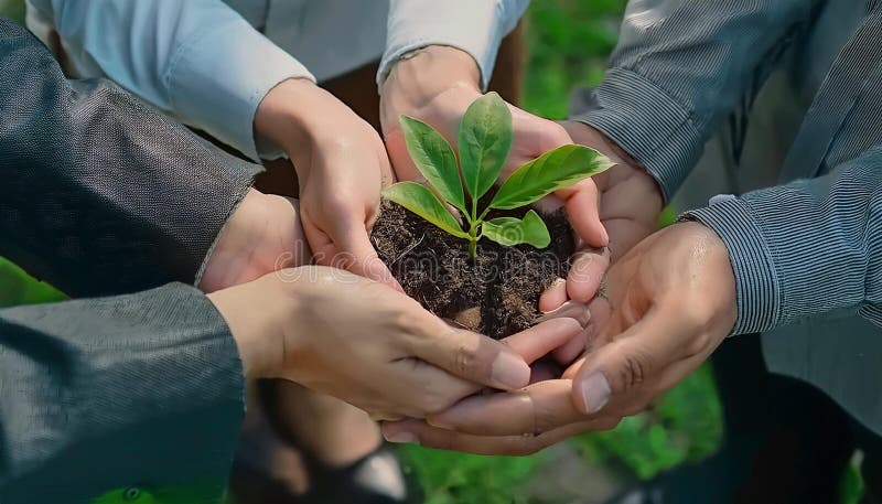 Unity of Business People and Community Together Protecting Small Sprout ...