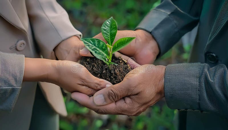 Unity of Business People and Community Together Protecting Small Sprout ...