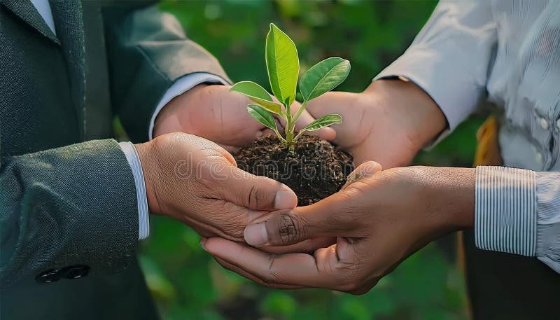 Unity of Business People and Community Together Protecting Small Sprout ...