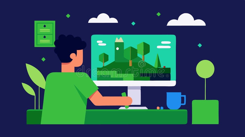 Environment Crafting a Designer is Working on Creating a Lush Green ...