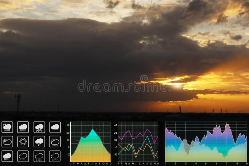 Environment Data Symbol Forecast with Graph and Chart and Weather ...