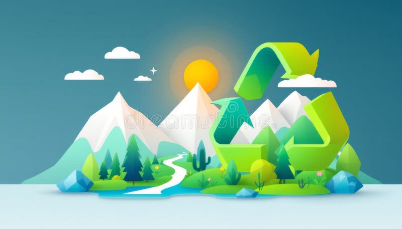 Environment Day Banner with Reduce Recycle Slogan, Modern Vector Stock ...