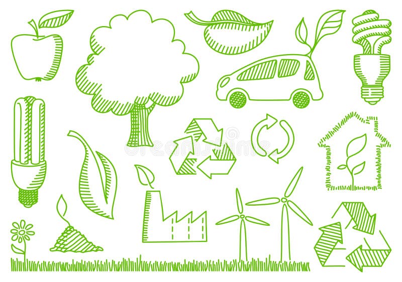 Recycling Doodles stock vector. Illustration of green - 32136333