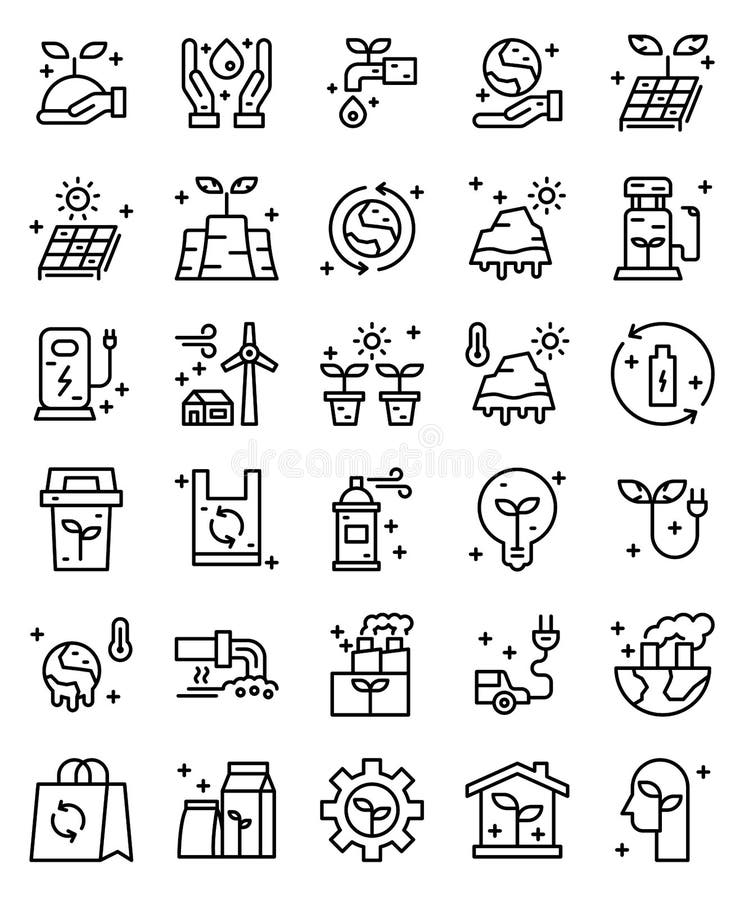 Environment, Eco Friendly 30 Simple Line Icons Stock Vector ...