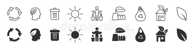 Environment and Eco Icons Collection in Two Different Styles Stock ...