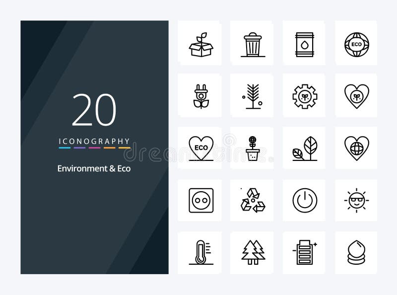 20 Environment and Eco Outline Icon for Presentation Stock Vector ...