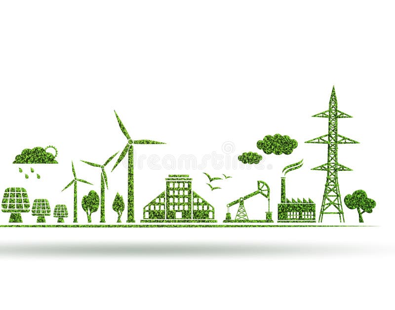 Environment and Ecology in Green Concept - 3d Illustration Stock ...