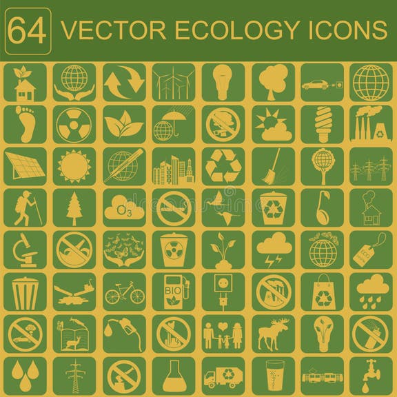 Environment, Ecology Icon Set. Environmental Risks, Ecosystem Stock ...