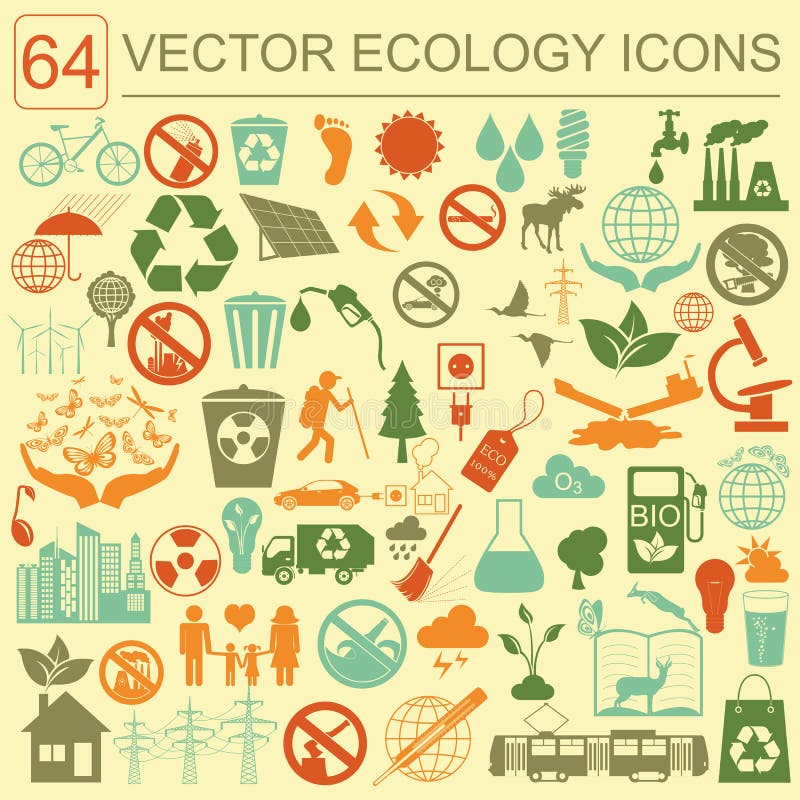 Environment, Ecology Icon Set. Environmental Risks, Ecosystem Stock ...