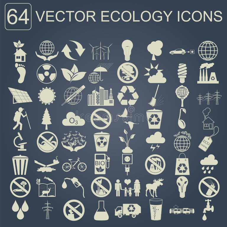 Environment, Ecology Icon Set. Environmental Risks, Ecosystem Stock ...