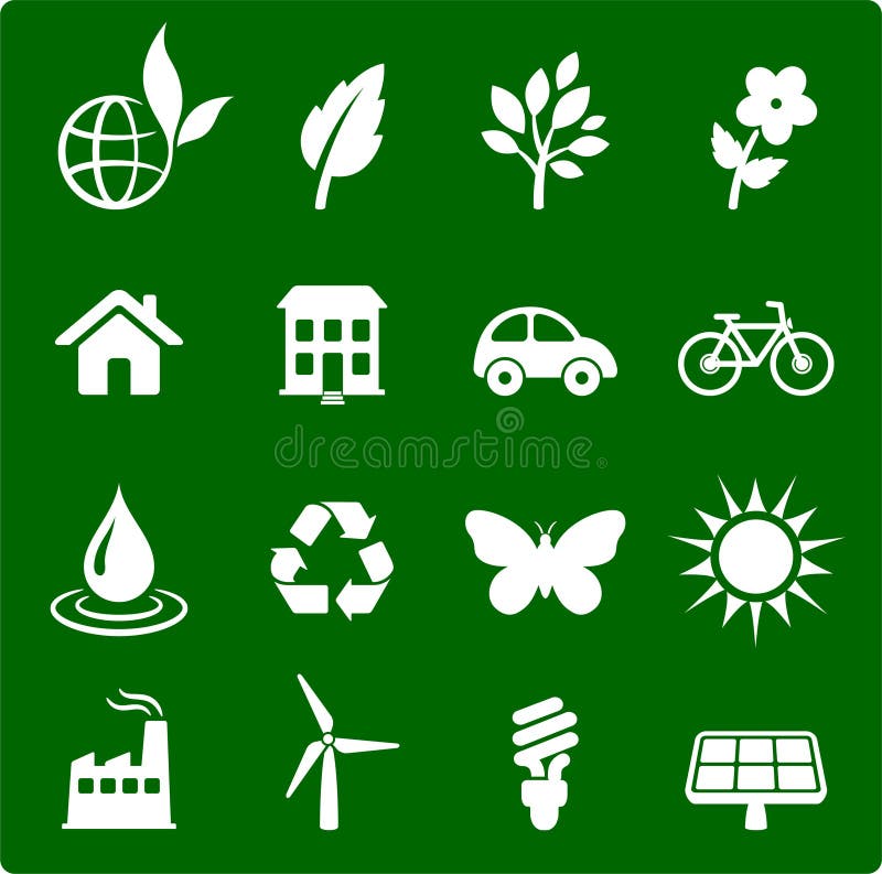 Environment Elements Icon Set Stock Illustration - Illustration of ...