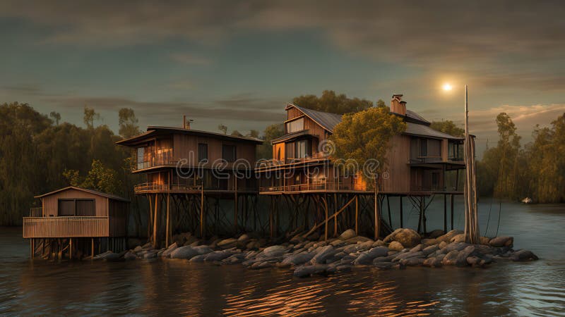 Render Architecture Outdoor Sky Night Environment Stock Illustrations ...