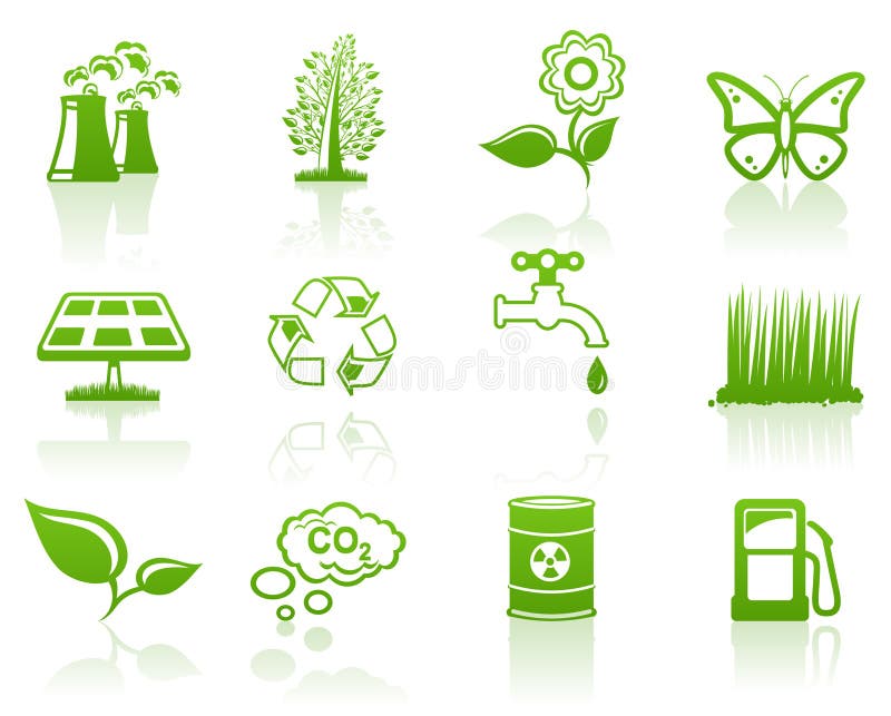 Green Environment Icon Set stock illustration. Illustration of ...