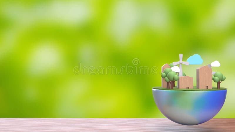 The Environment on Half Earth for Eco Concept 3d Rendering Stock ...