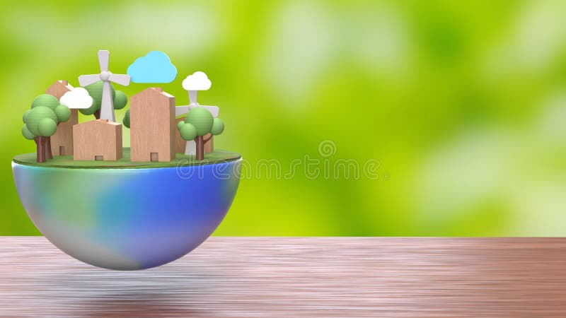 The Environment on Half Earth for Eco Concept 3d Rendering Stock ...