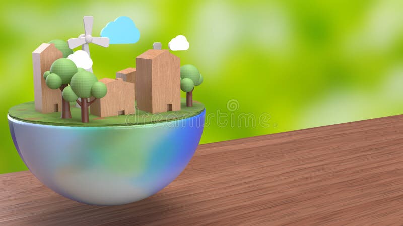 The Environment on Half Earth for Eco Concept 3d Rendering Stock ...