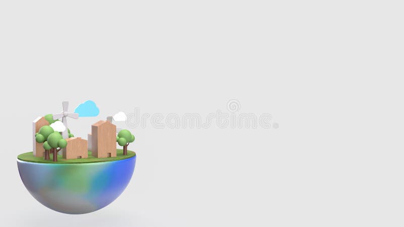 The Environment on Half Earth for Eco Concept 3d Rendering Stock ...