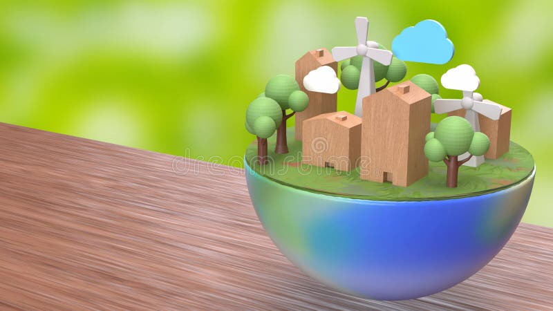 The Environment on Half Earth for Eco Concept 3d Rendering Stock ...