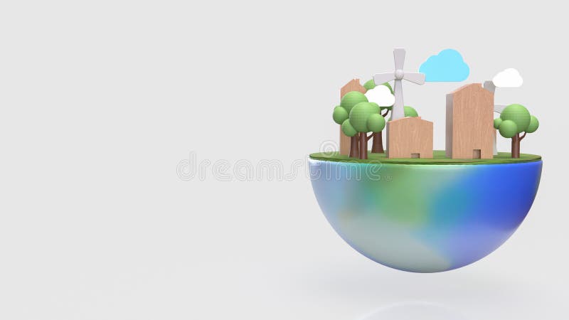 The Environment on Half Earth for Eco Concept 3d Rendering Stock ...