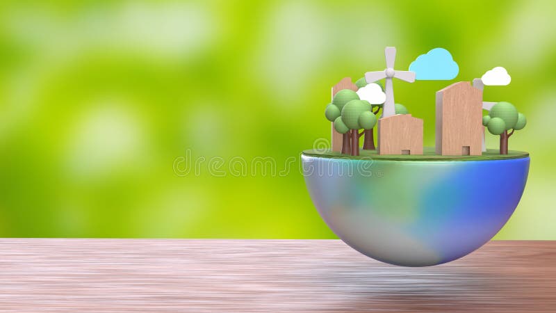 The Environment on Half Earth for Eco Concept 3d Rendering Stock ...